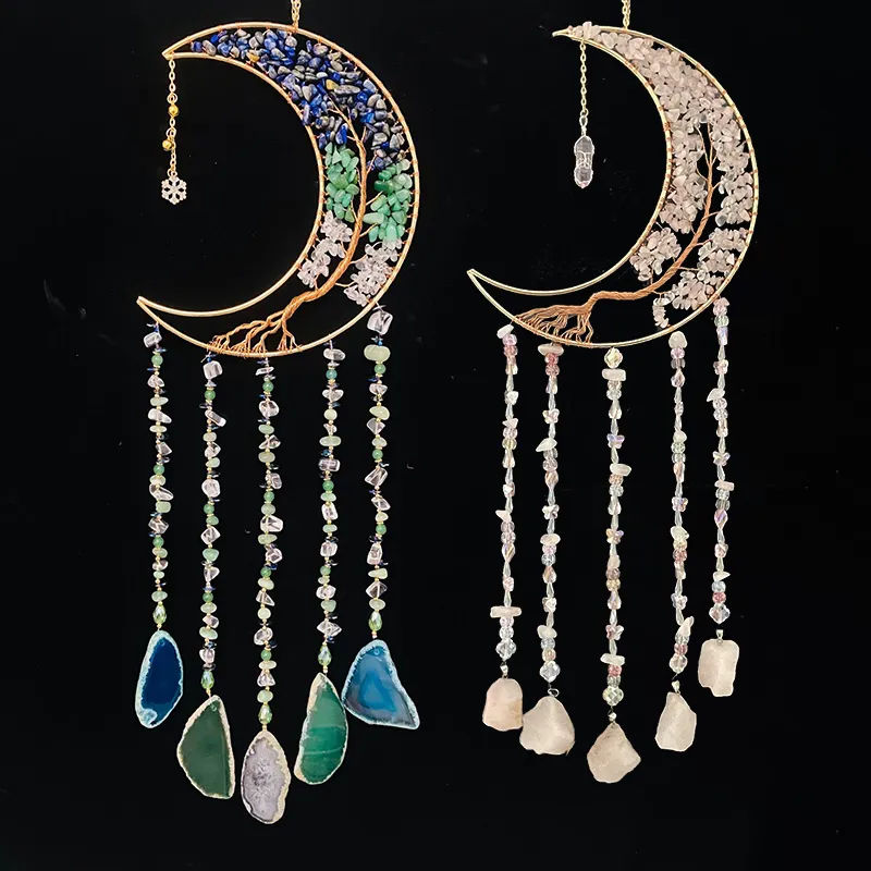 Natural Agate Dream Catchers With 7 Chakra Gemstones Tree Of Life And ...