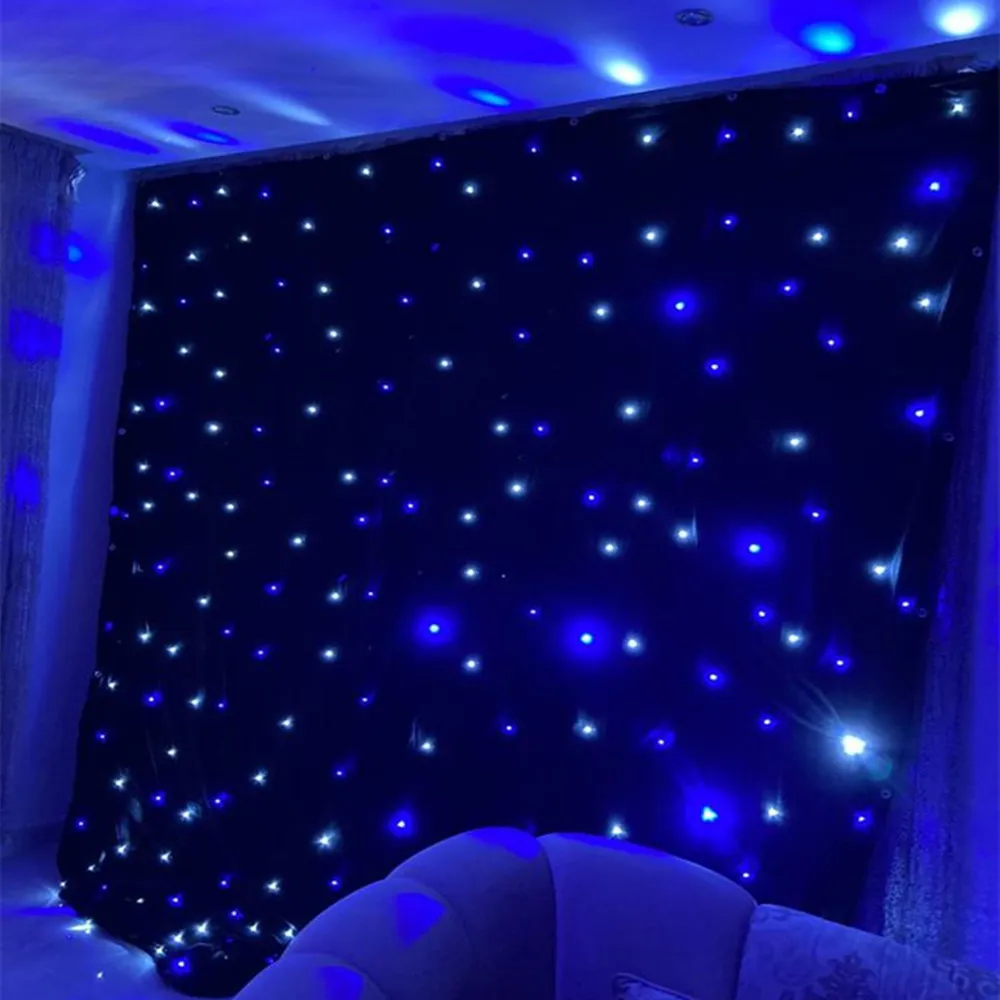 3X6M Blue White Color LED Star Curtain Party Decoration Stage Backdrop ...