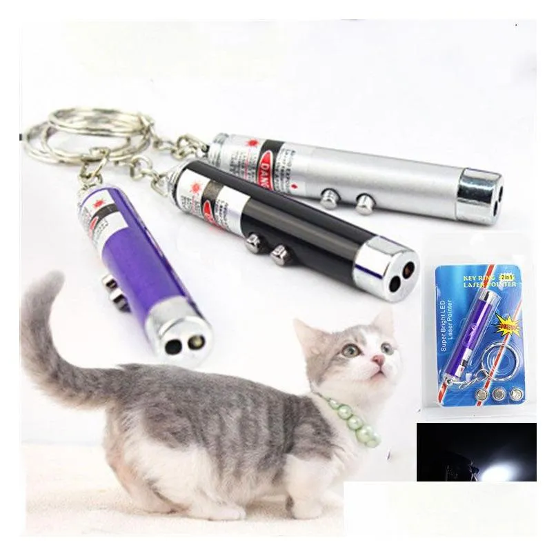 Portable Red Laser Pointer Lightsaber Keychain With White LED Light ...