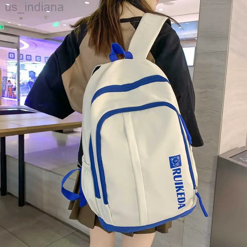 DHgate.com:Stylish Solid Color Multi-Pocket School Backpack for Women ...