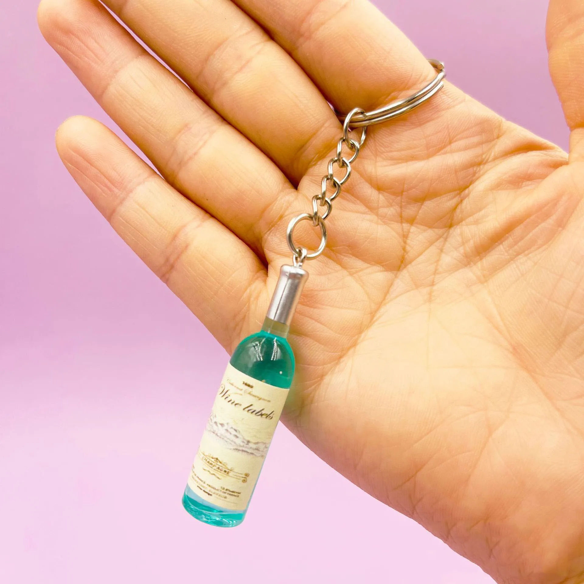 Resin Beer And Wine Bottle Mini Bottle Keychain Cute Assorted Color ...