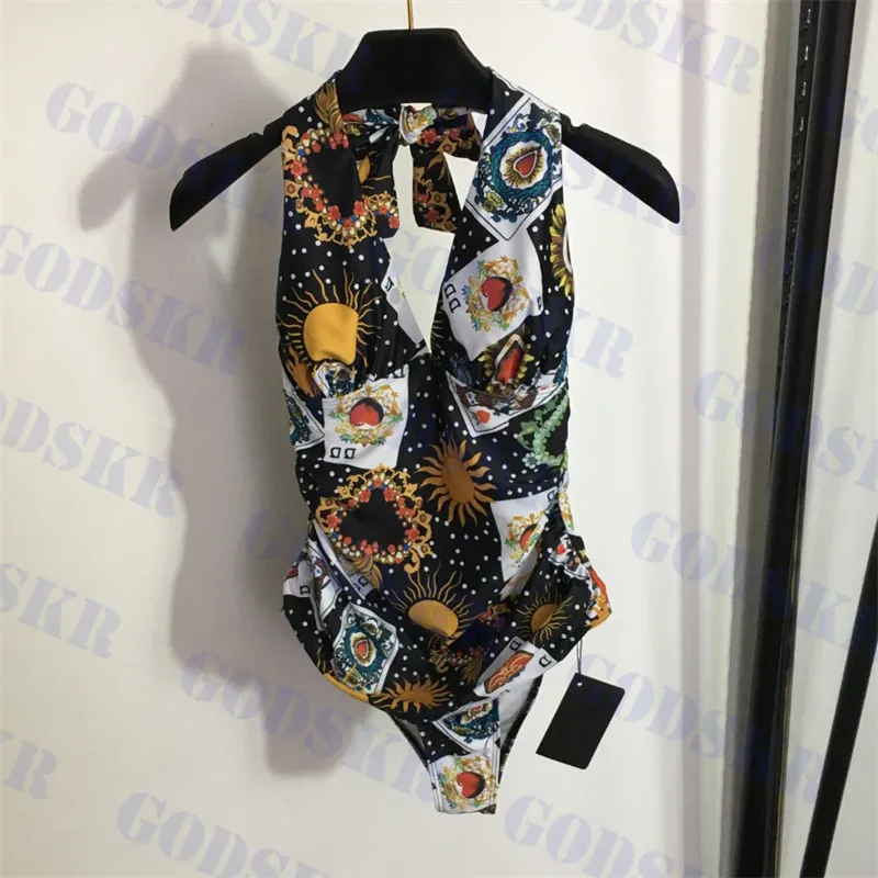 DHgate.com:Womens Halter One-Piece Swimsuit, Vintage Pattern V-Neck ...