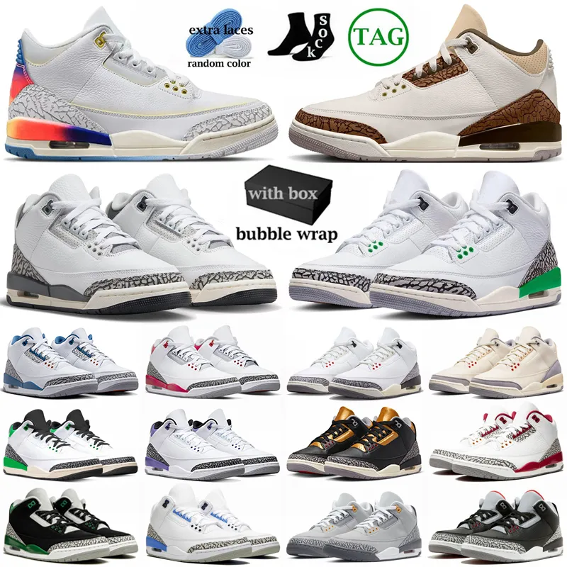 With Box Jumpman 3 3s Basketball Shoes Men Sneakers Fire Red Wizards ...