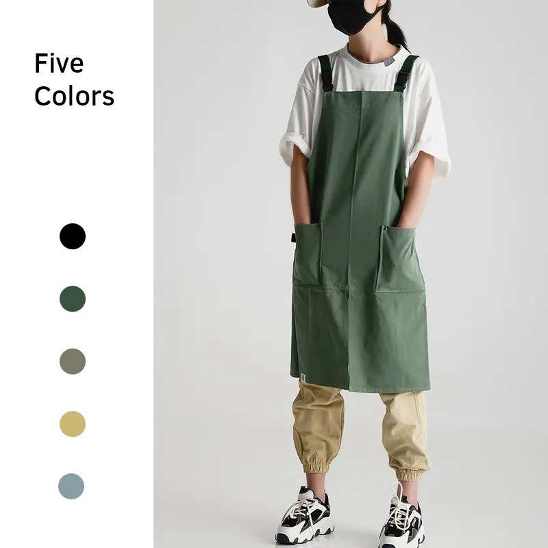 Apron: Japanese Restaurant Canvas Bib Waterproof Coverall Overalls ...