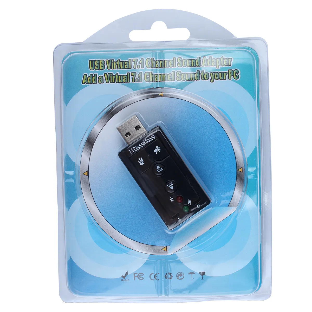 7.1 Channel 3D Mini Usb Sound Card With USB 2.0 To 3.5mm Mic For PC/MAC ...