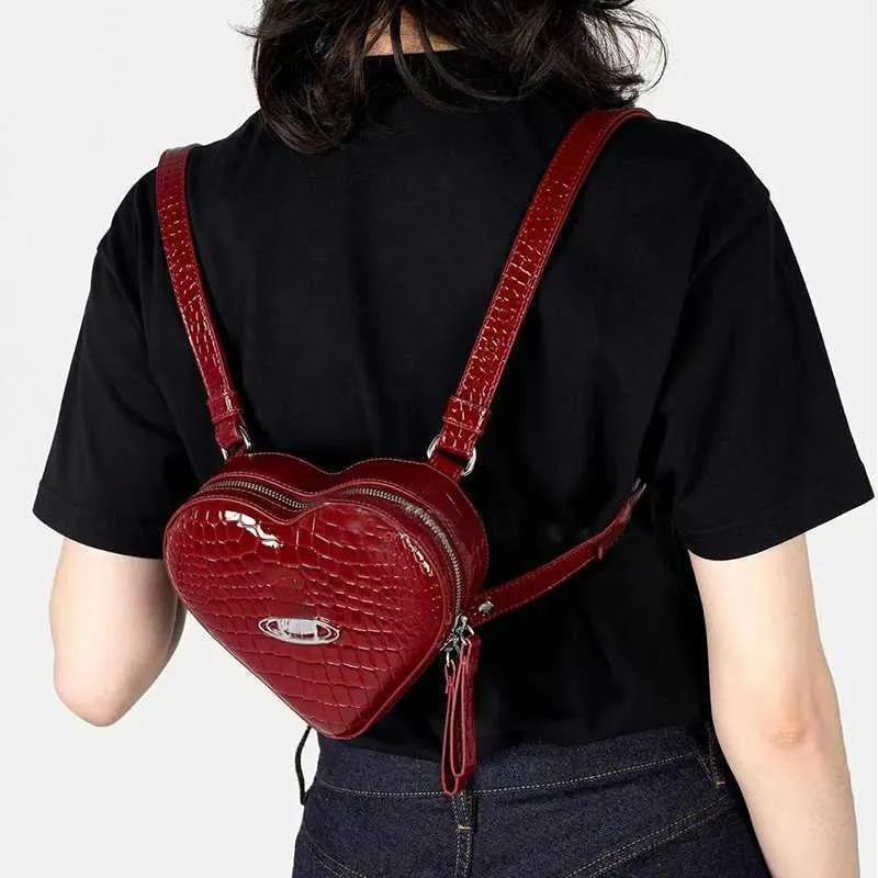 Vivi Crocodile Pattern Evening Heart Backpack Japanese Fashion Shoulder ...