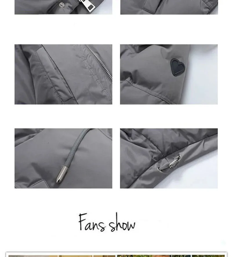 Women's Down Parka Gery Cotton Jacket, Winter Hooded Loose Puffer Coat ...