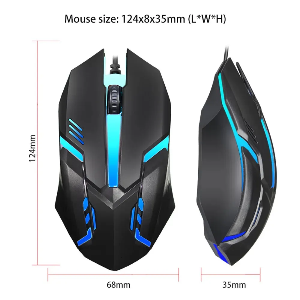 Gaming Mouse Wired USB 5000 DPI Optical Sensor Right-Handed with LED ...