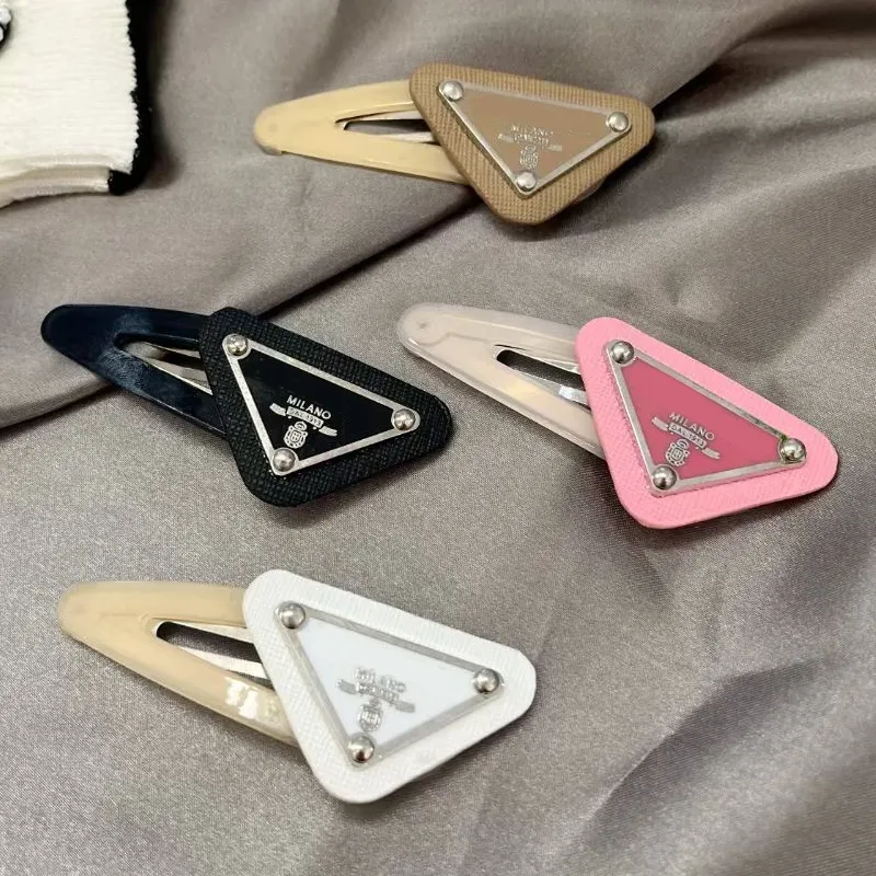 Leather and Metal Triangle Letter Hair Clips for Women and Girls ...