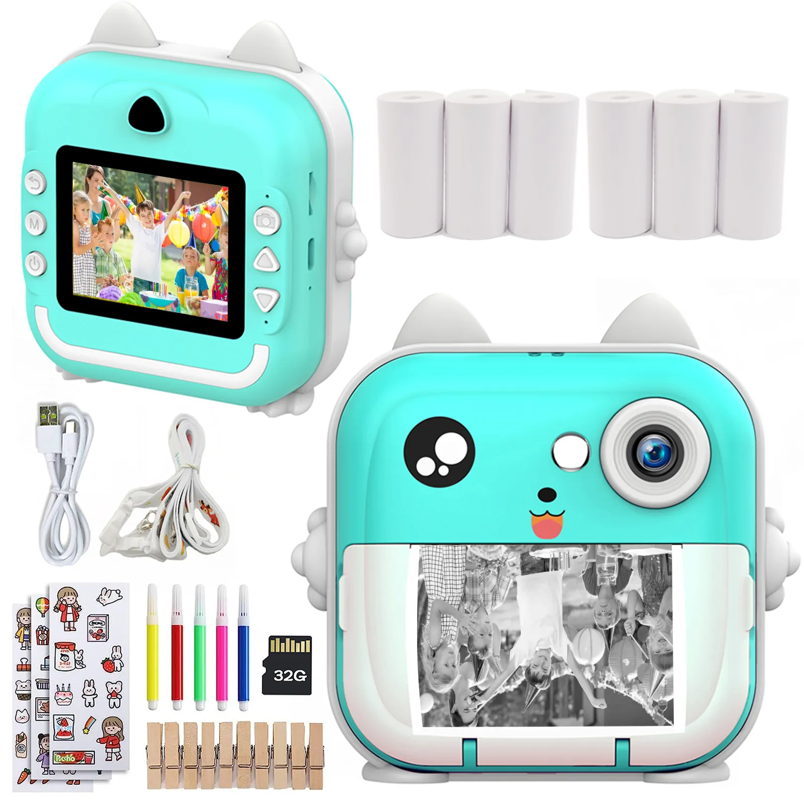 Mini Thermal Smartphone Photo Printer Digital Camera For Kids Instant ...