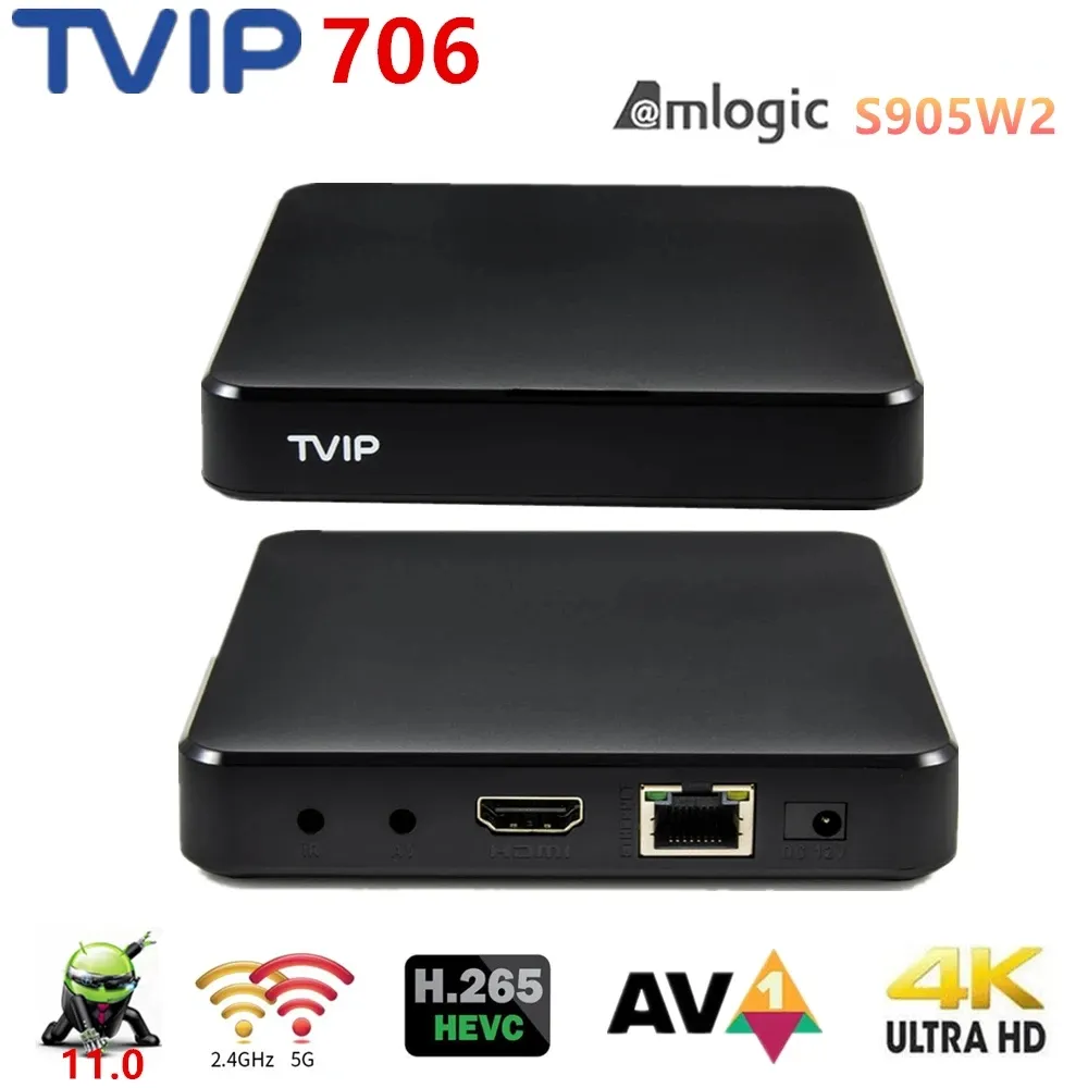 NEU TVIP706 TV Box 4K Android 11.0 Amlogic S905W2 2GB 8 GB 2.4/5G WiFI H2.65 Smart BT Set Top ...
