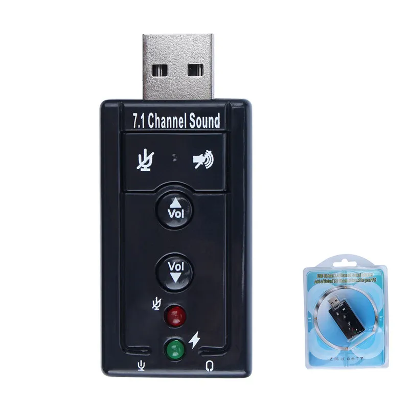 External USB Sound Card 7.1 Channel Virtual Audio Adapter For Laptop PC ...