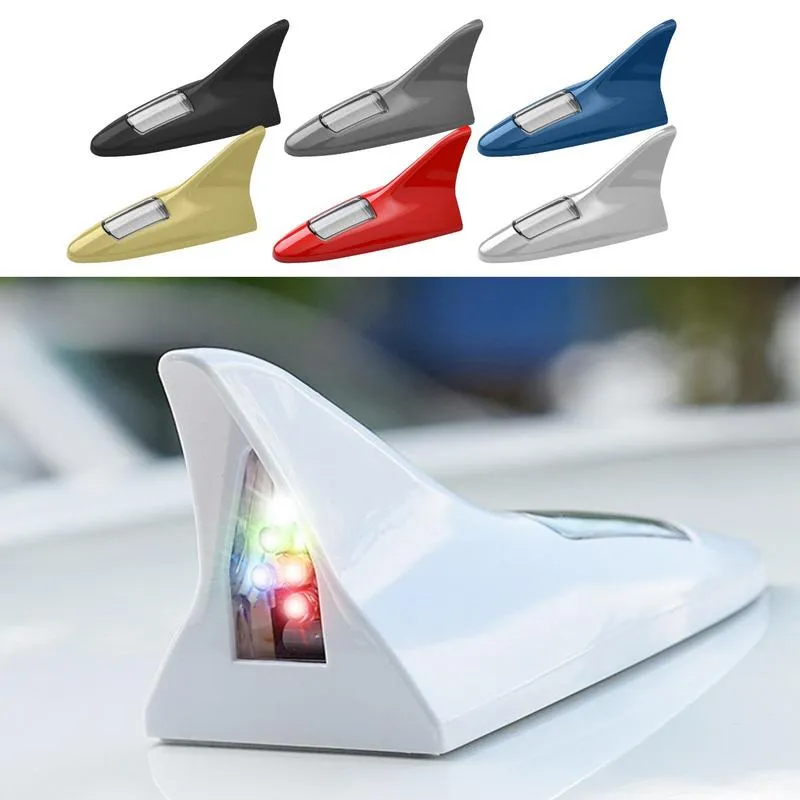 Car Anti Tailgating Lights Solar Shark Fin Antenna Roof Lights ...
