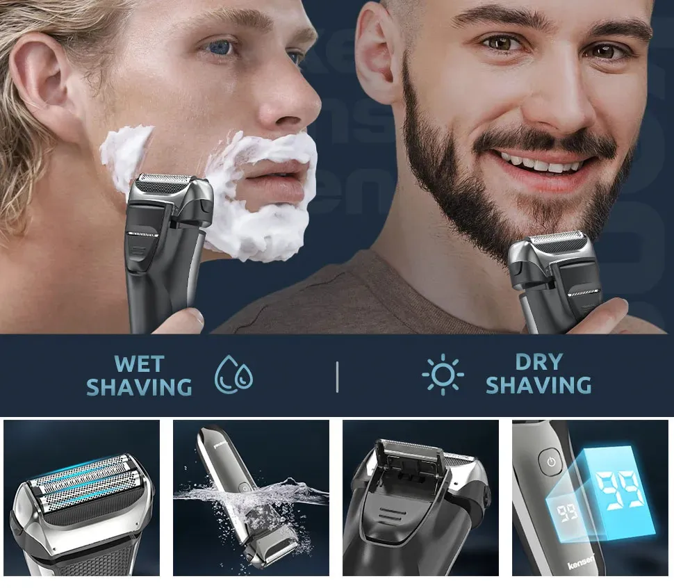 Kensen S11 Electric Shaver & Body Trimmer For Men IPX6 Waterproof, 3D ...