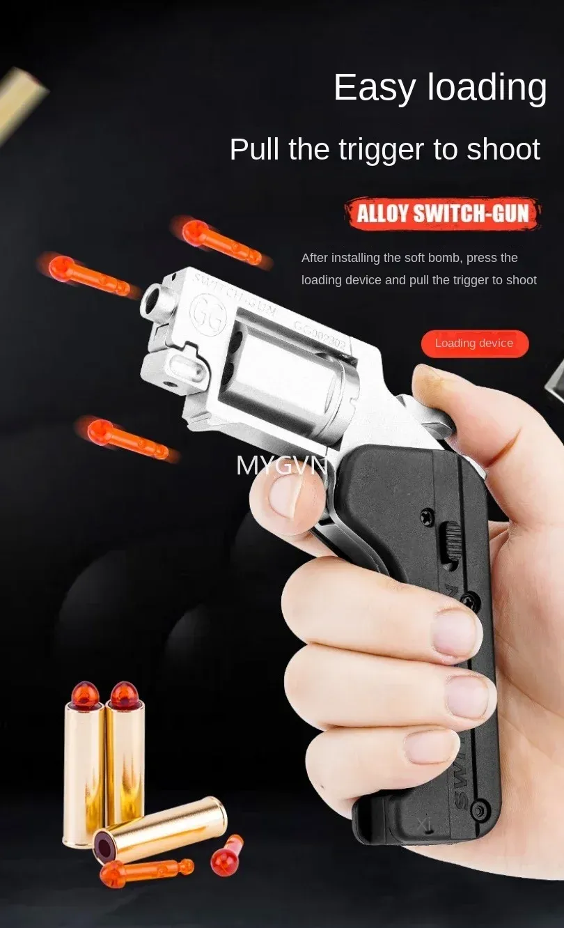Shell Ejected Alloy Revolver Toy Gun Pistol Foldable Ghost Revolver ...