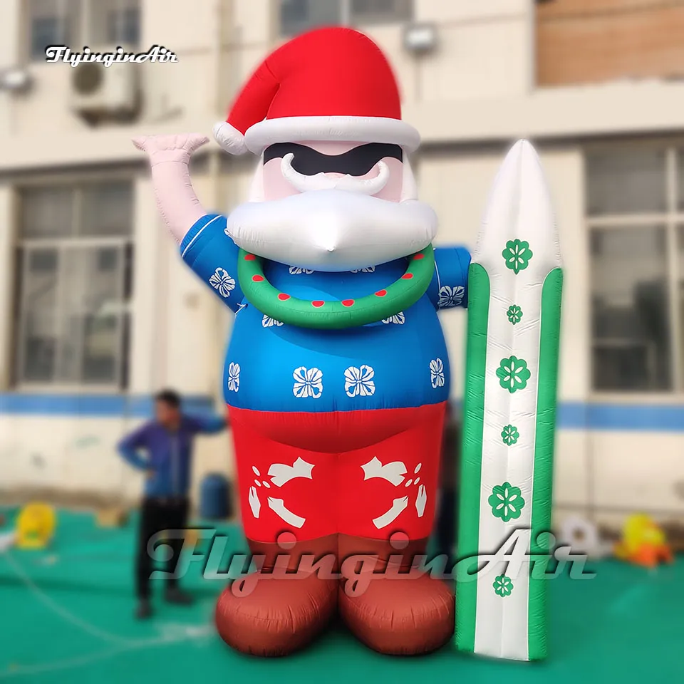 Wholesale Giant Inflatable Santa Model With Snowboard Perfect For