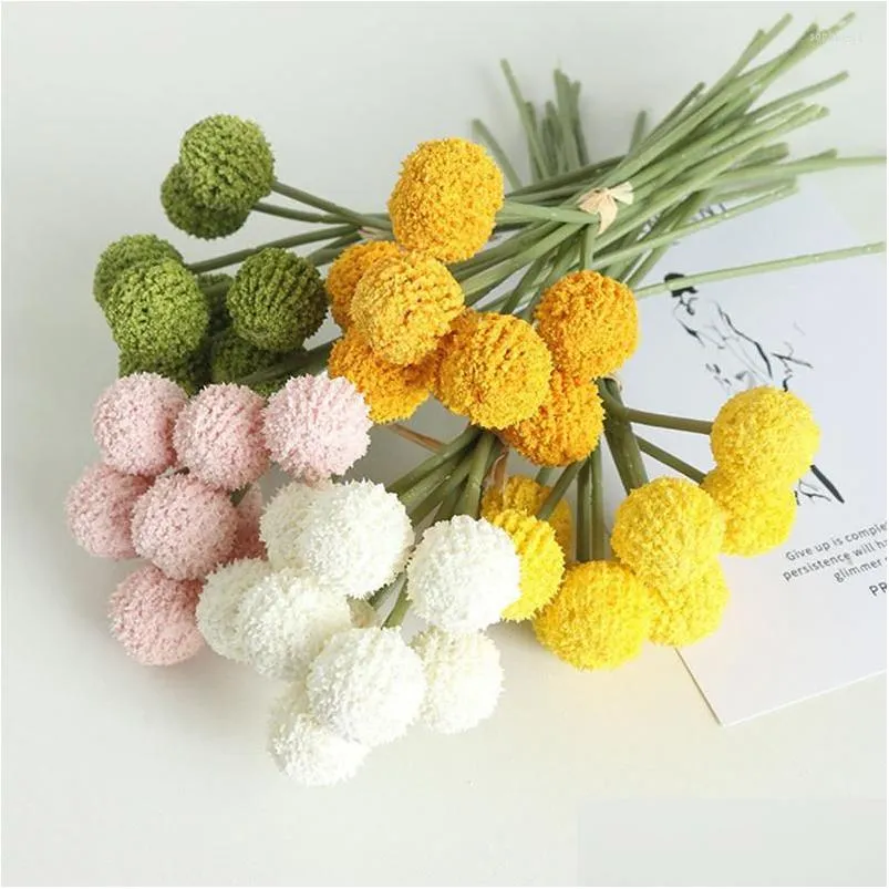 DHgate.com:9 Pcs Golden Ball Artificial Flower Bouquet in Vase for Home ...