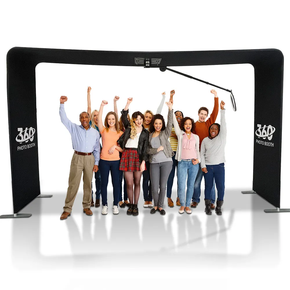 360 Photo Booth With LED Stage Lighting Overhead Automatic Rotation ...