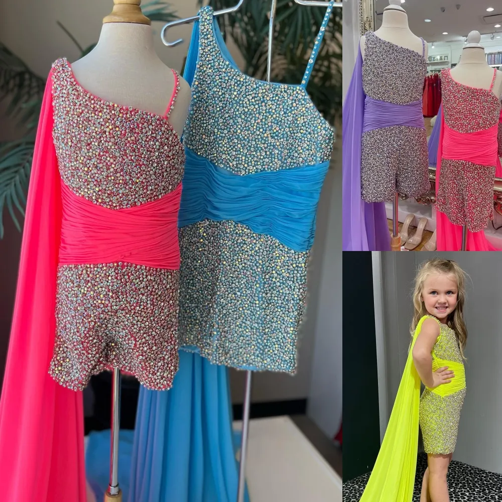 DHgate.com:Girls Chiffon Cape Crystal Romper Dress for Pageants ...