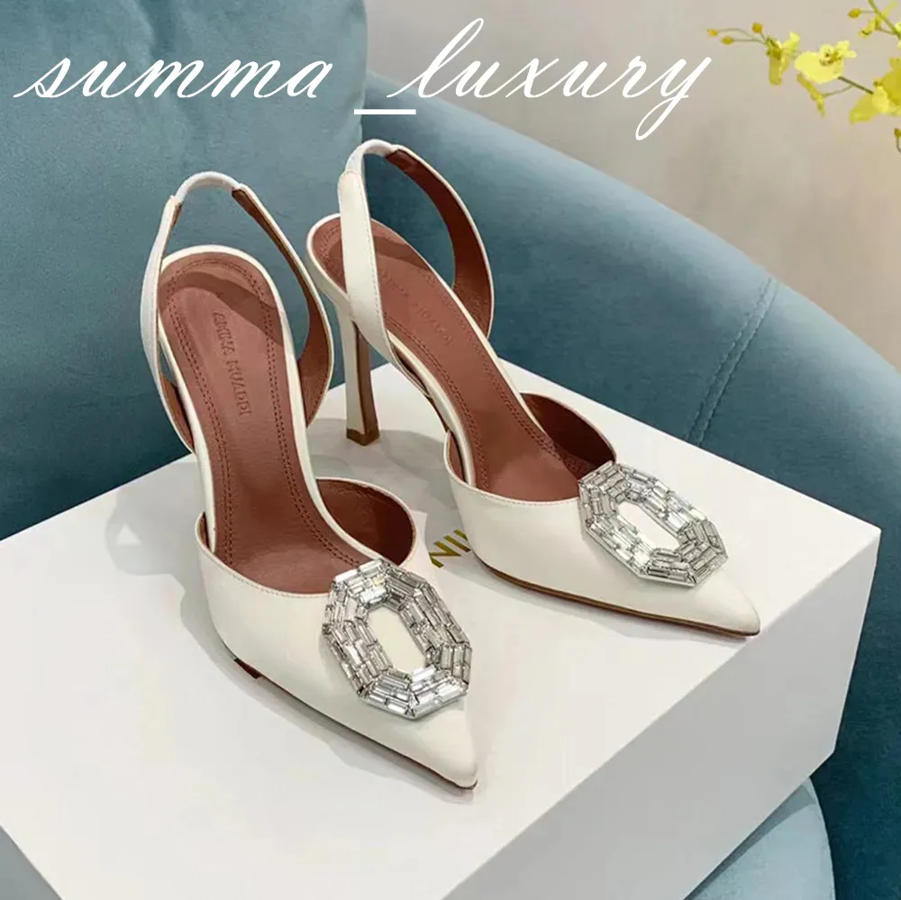 Crystal Embellished Mirror Face Slingback Sandals For Women Designer ...