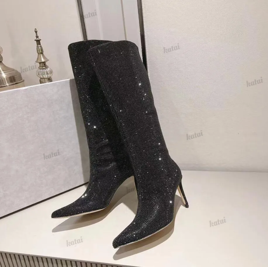 DHgate.com:Womens Crystal Embellished Designer Knee High Boots:Shoes ...