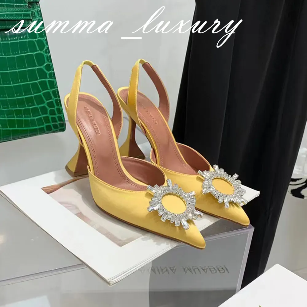Crystal Embellished Mirror Face Slingback Sandals For Women Designer ...