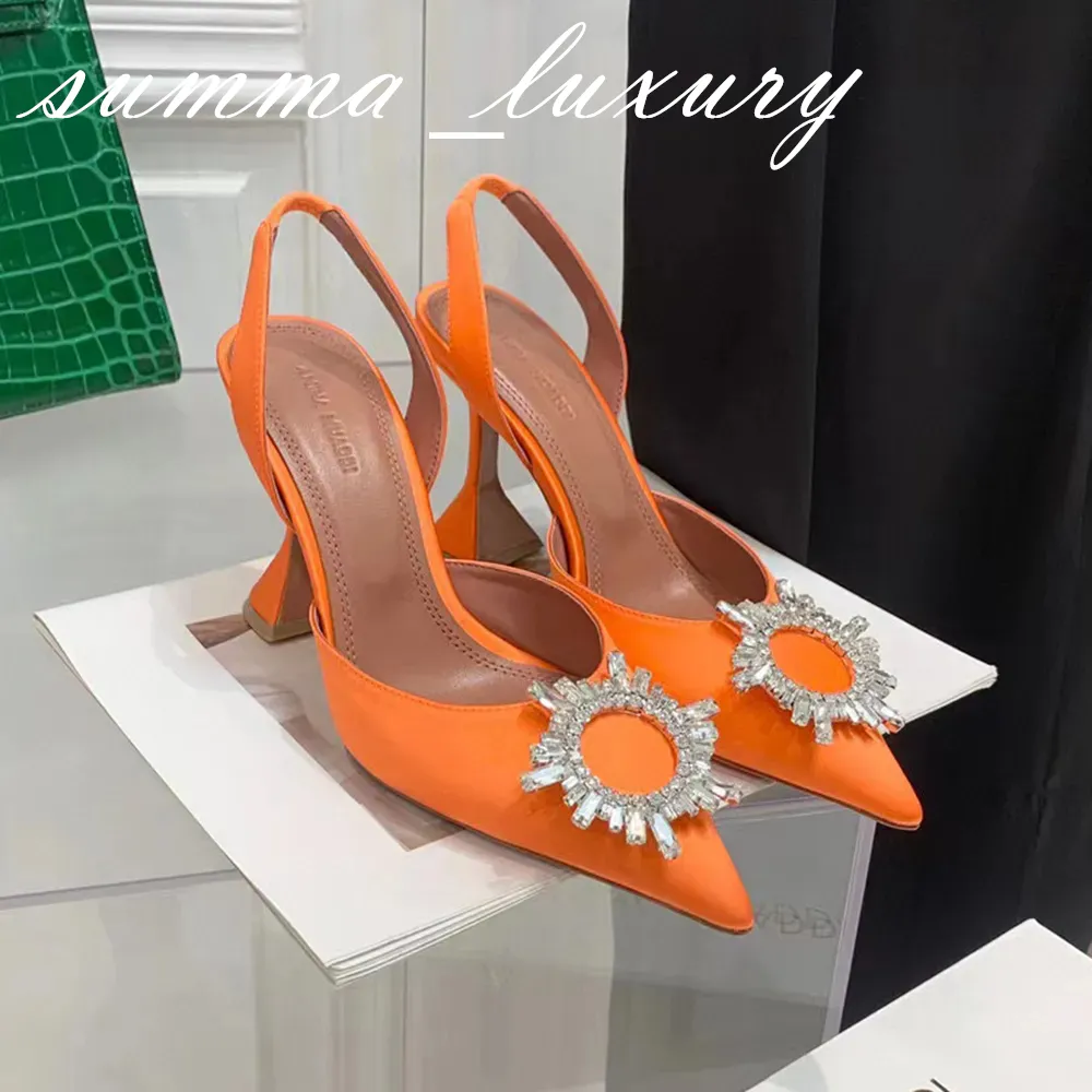 Crystal Embellished Mirror Face Slingback Sandals For Women Designer ...