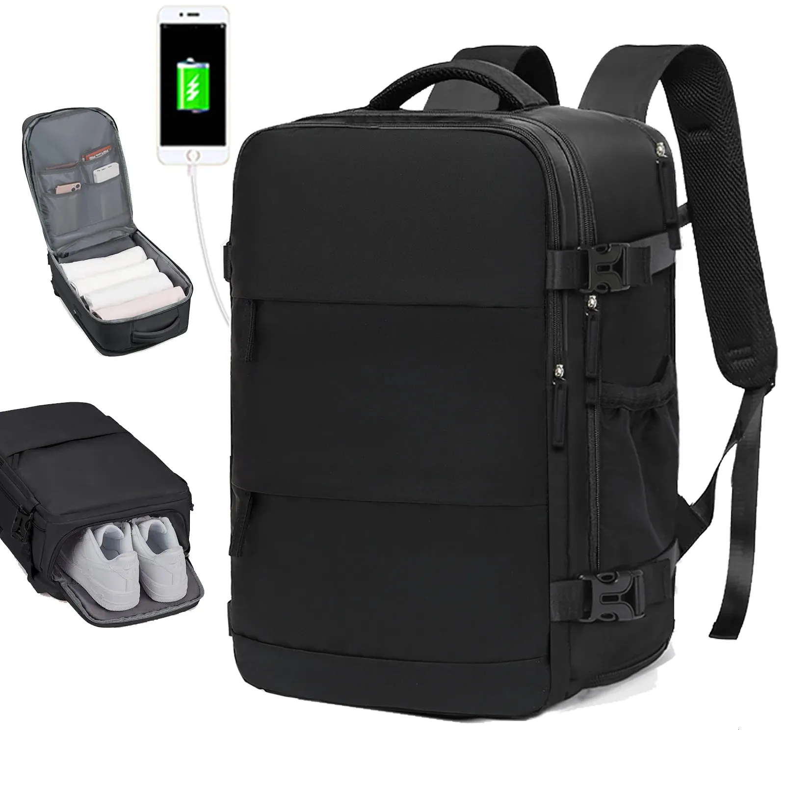 Travel backpack with 15.6-inch laptop compartment and shoe compartment ...