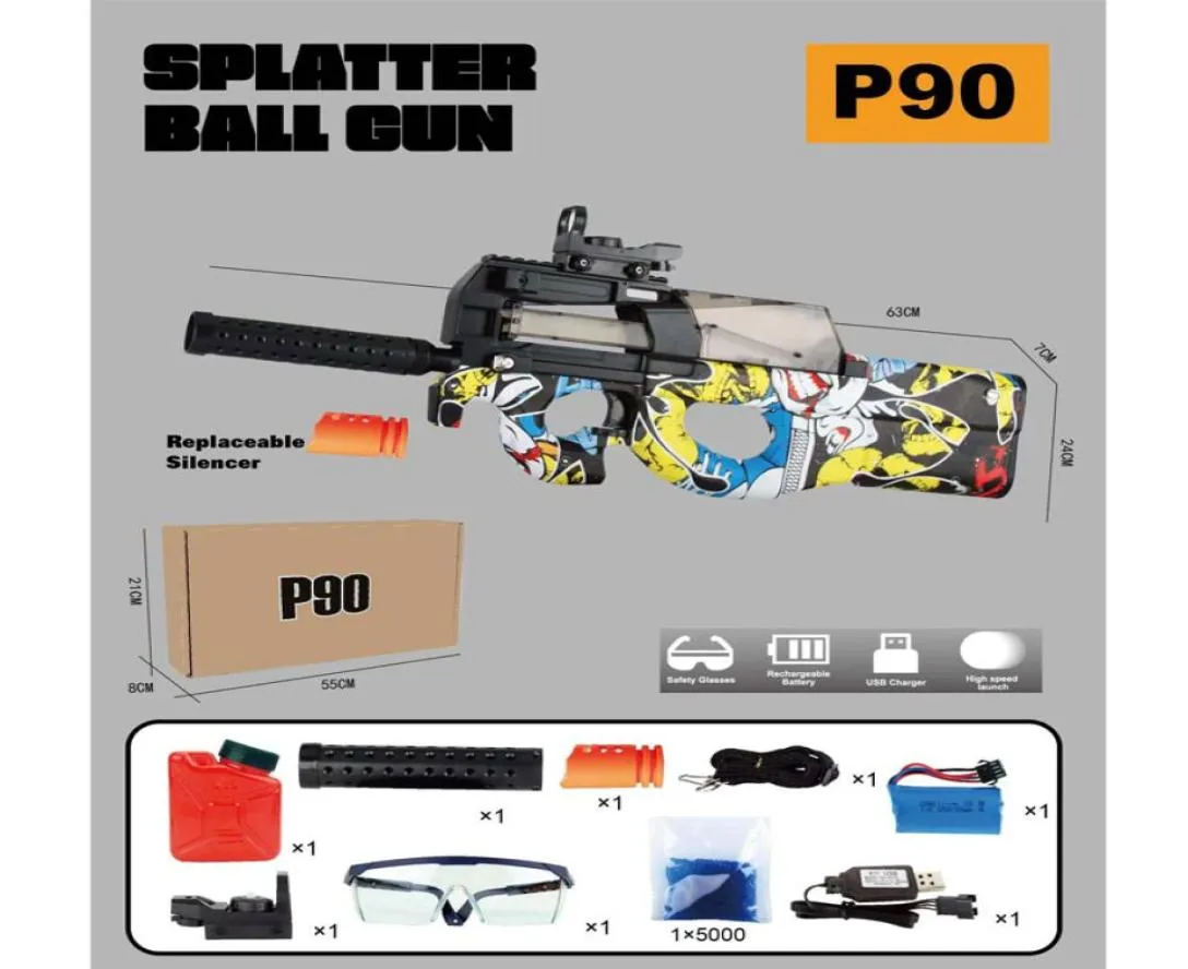 Mini P90 Water Gel Blaster Electric Toy Gun Gun Weapon Crystal Bomb Machine للأطفال للأطفال في ...