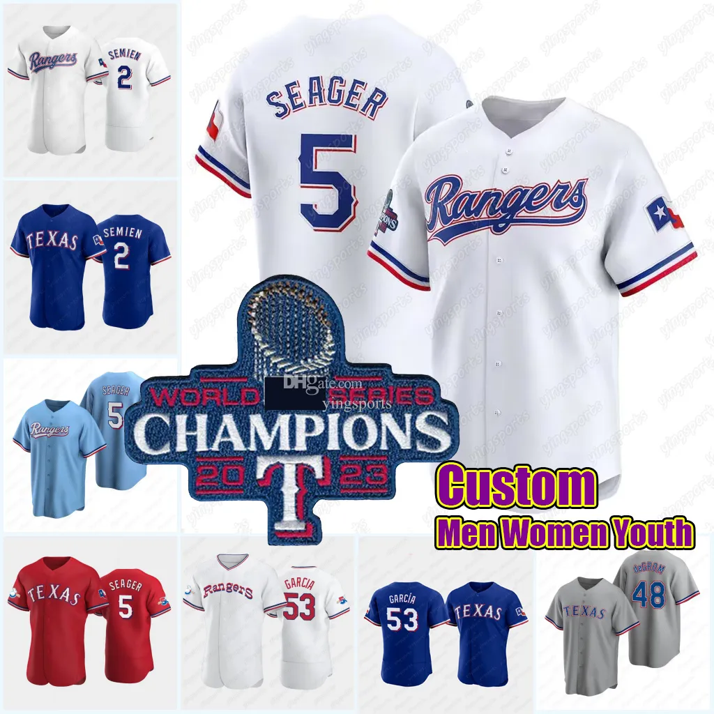 Rangers 5 Corey Seager 2023 World Series Champion Jersey Adolis Garcia ...