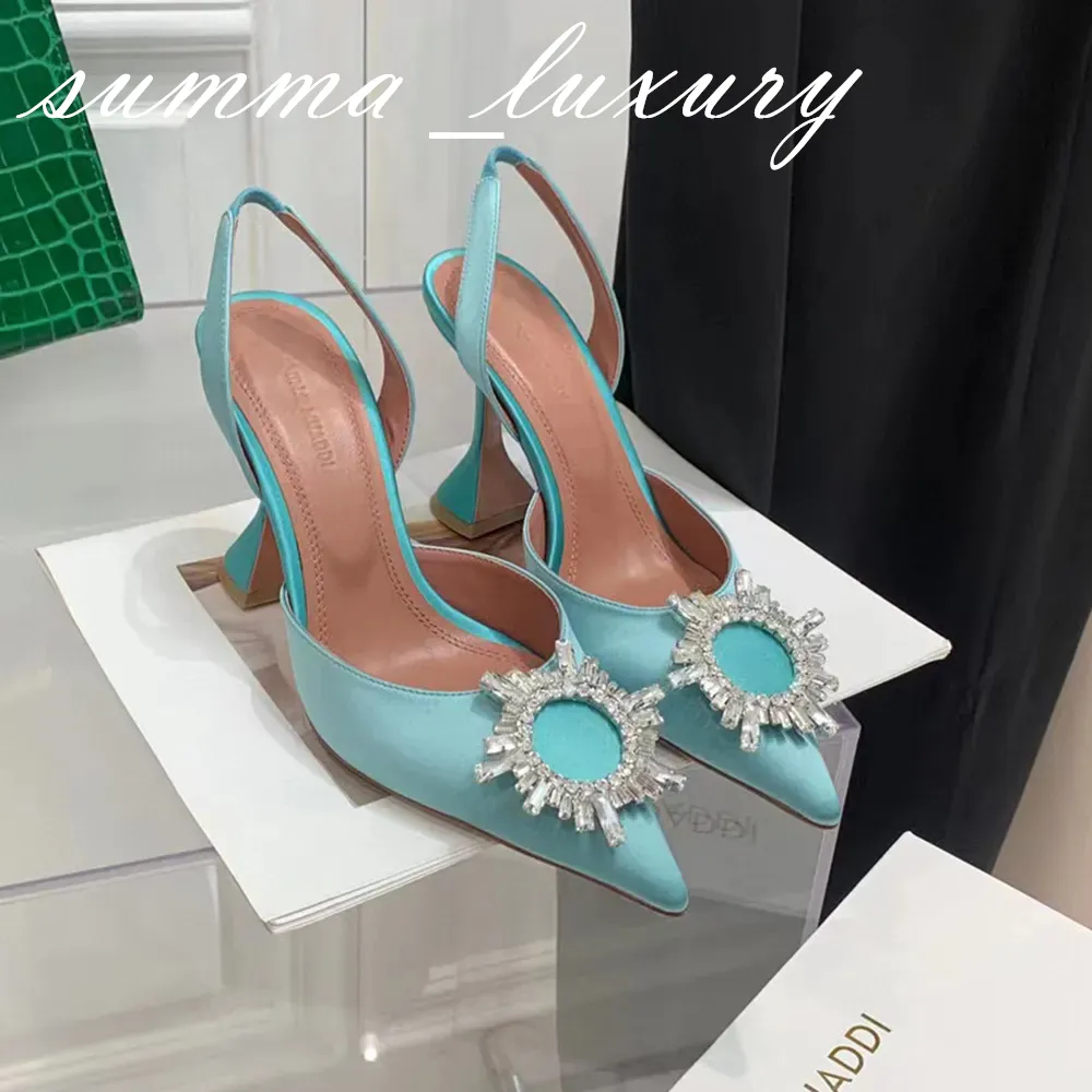 Crystal Embellished Mirror Face Slingback Sandals For Women Designer ...
