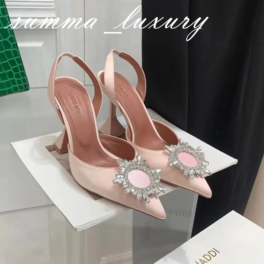 Crystal Embellished Mirror Face Slingback Sandals For Women Designer ...