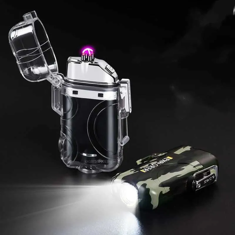 Windproof Double Arc Lighter - Transparent Case, USB-C Rechargeable ...