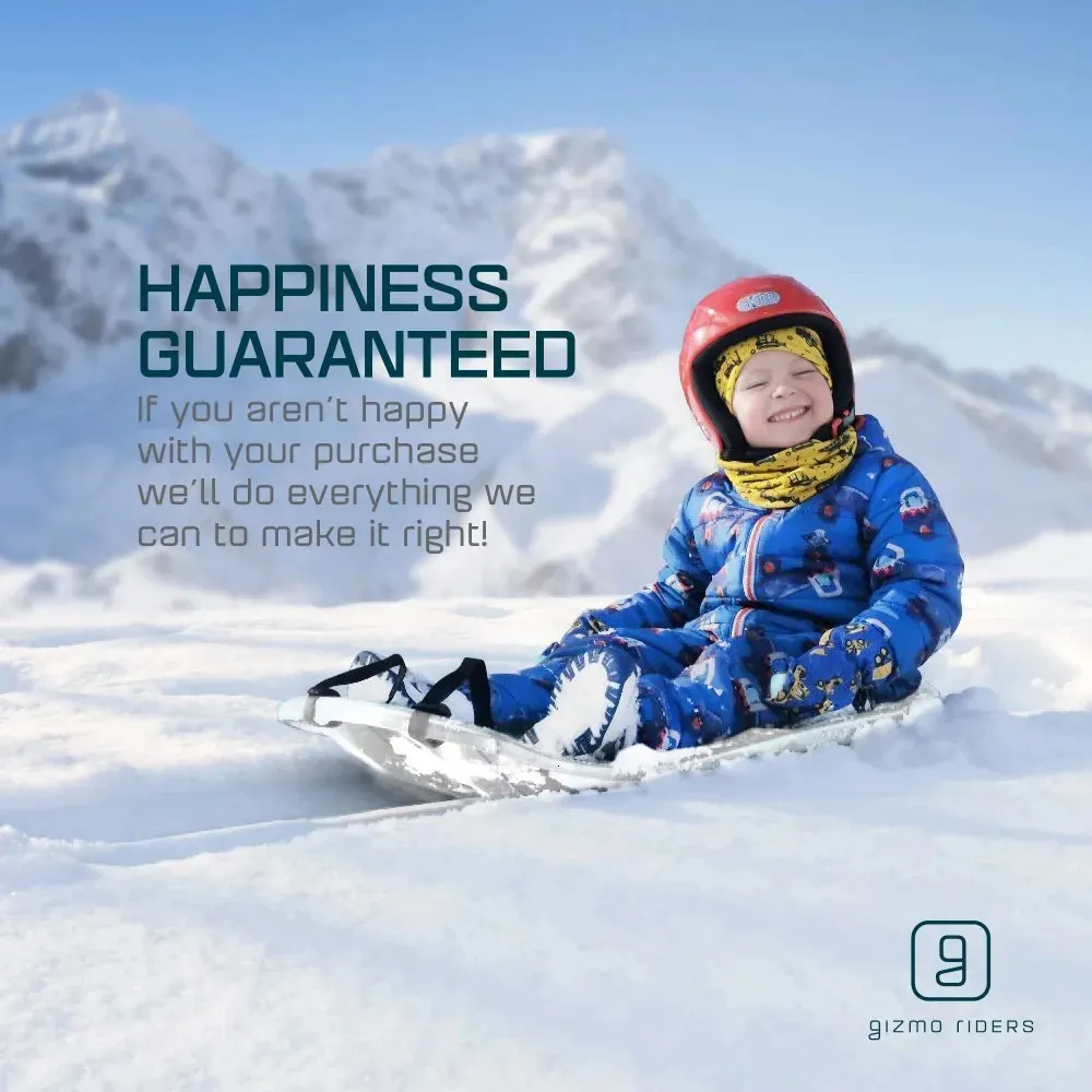 Kids Snow Sled Lightweight with Heightened Backrest Hand Brakes Metal ...