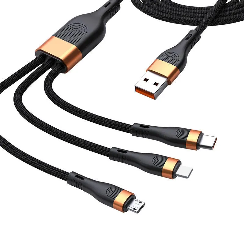3 In 1 Universal Fast Charging Cable: 65W Type C, Micro USB, & I P ...