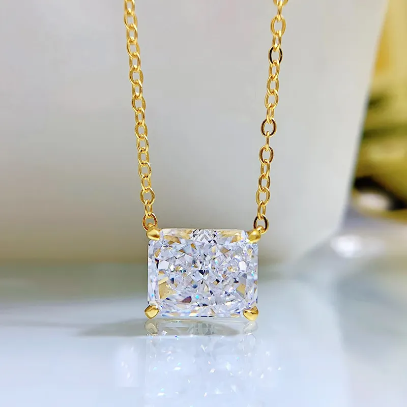 Radiant Cut 3ct Diamond Pendant 100% Real 925 Sterling Silver Party ...