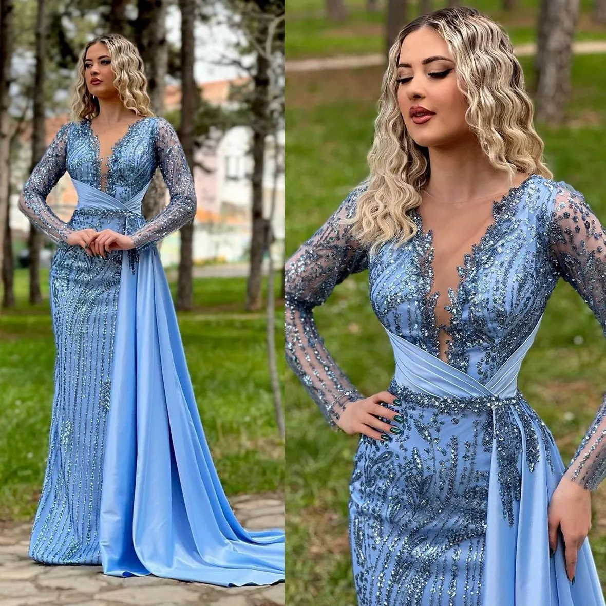 Classic Sheer Neck Jewel Prom Dress with Lace Sequins Beading, Floor ...
