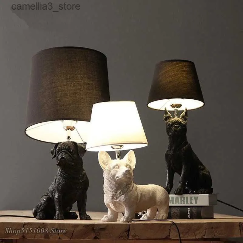 Black and White Puppy Dog Table Lamp, Kids Bedroom Bedside Night Light ...