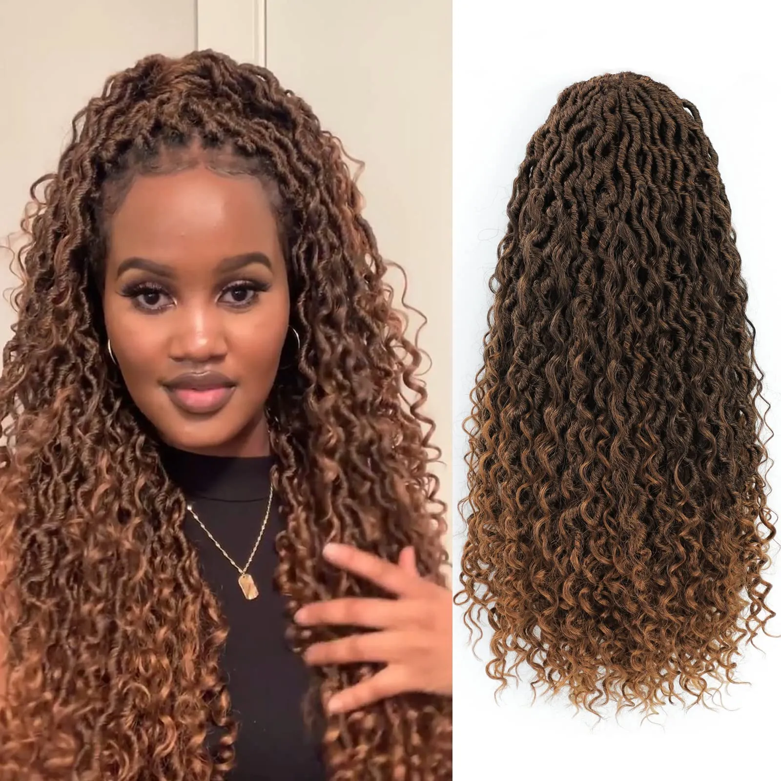Boho Style Faux Locs Crochet Curly Loc Extensions 18 Inches River Curls ...