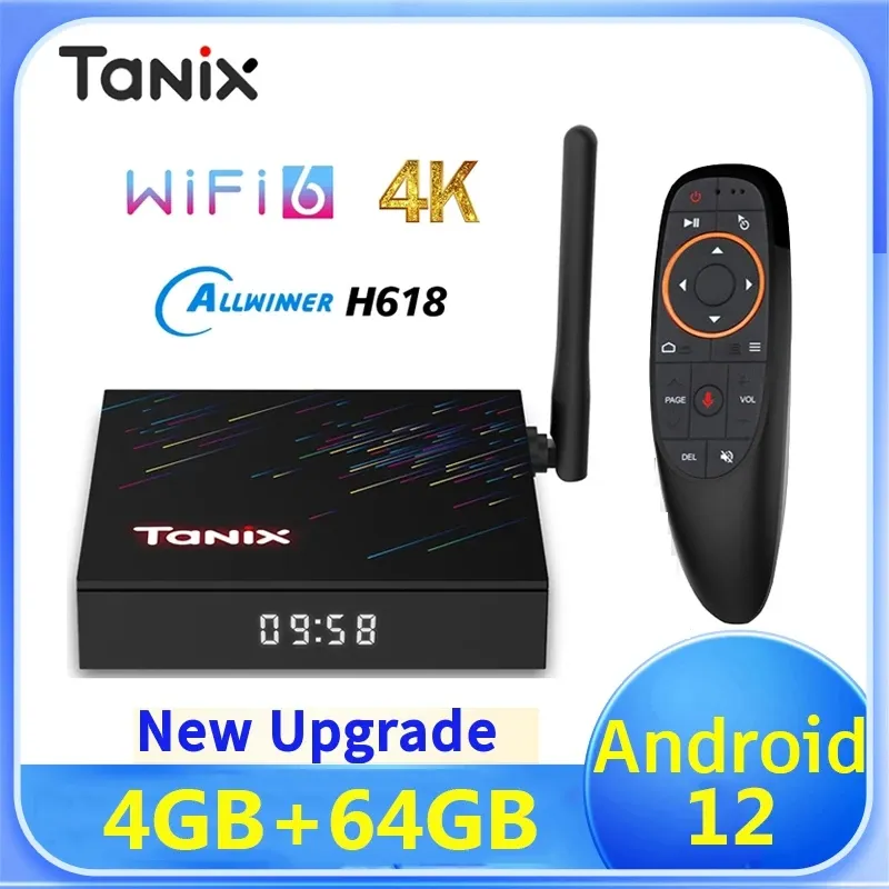 Tanix TX6 Android TV Box 4K, 64GB, Android 12, H618, Dual Band Wifi6 ...