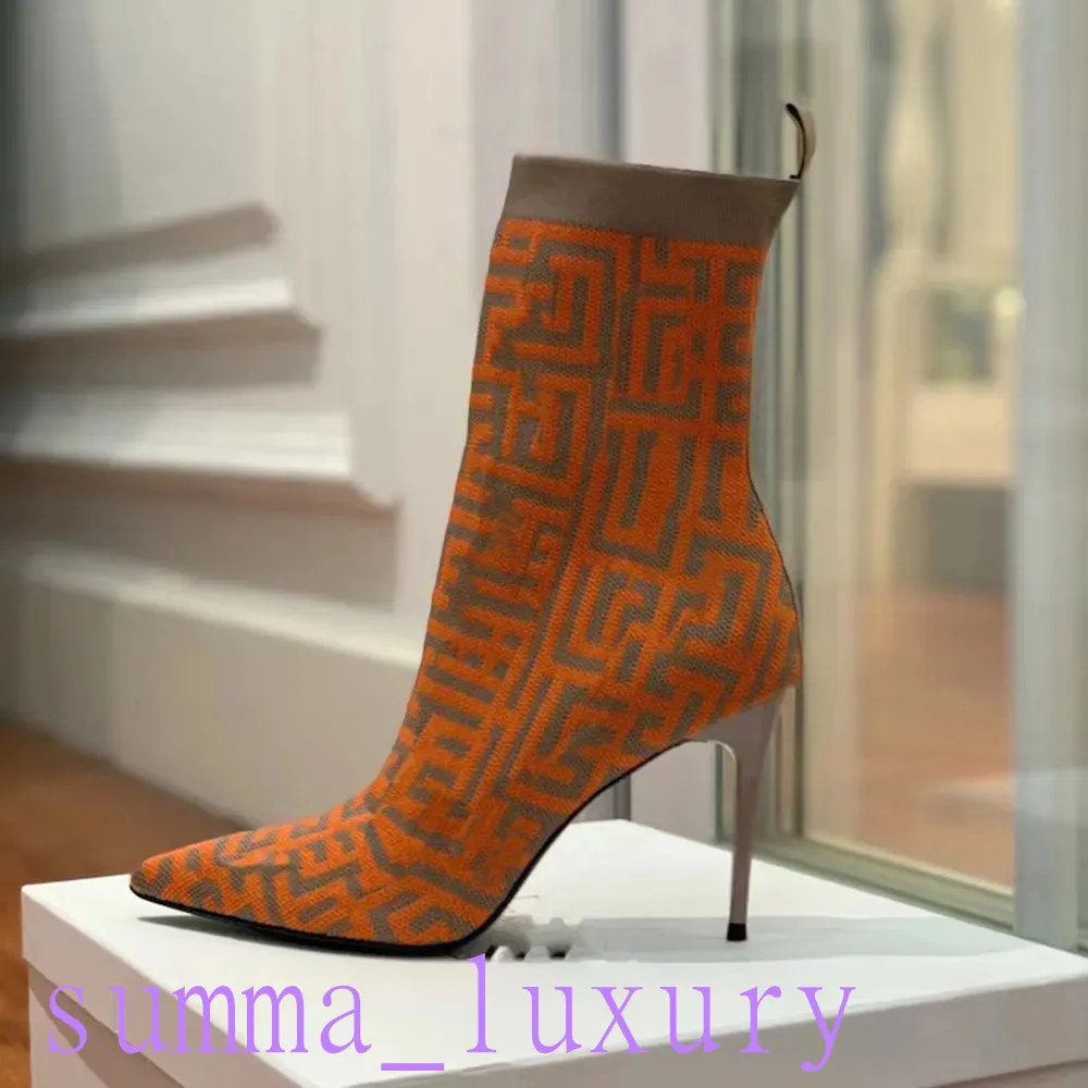Luxury Designer Stiletto Ankle Boots With Knitted Designers Guild ...