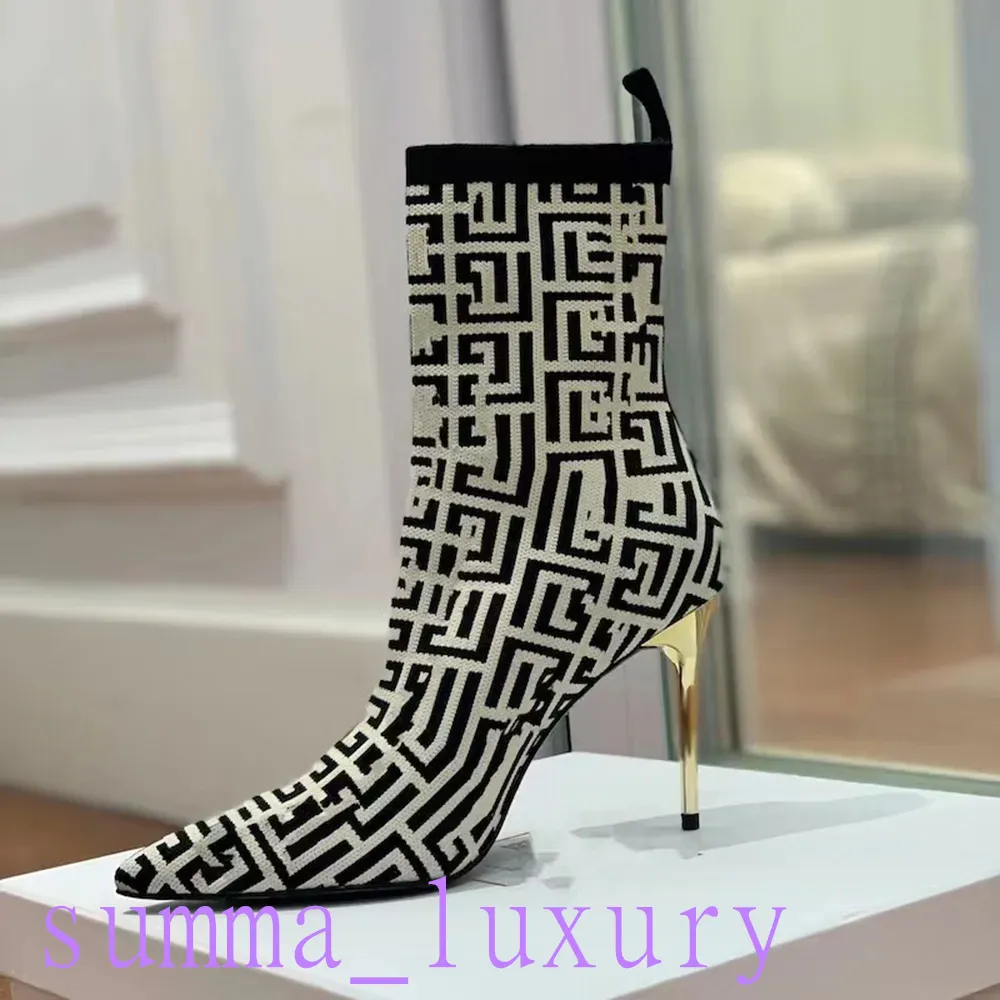 Luxury Designer Stiletto Ankle Boots With Knitted Designers Guild ...