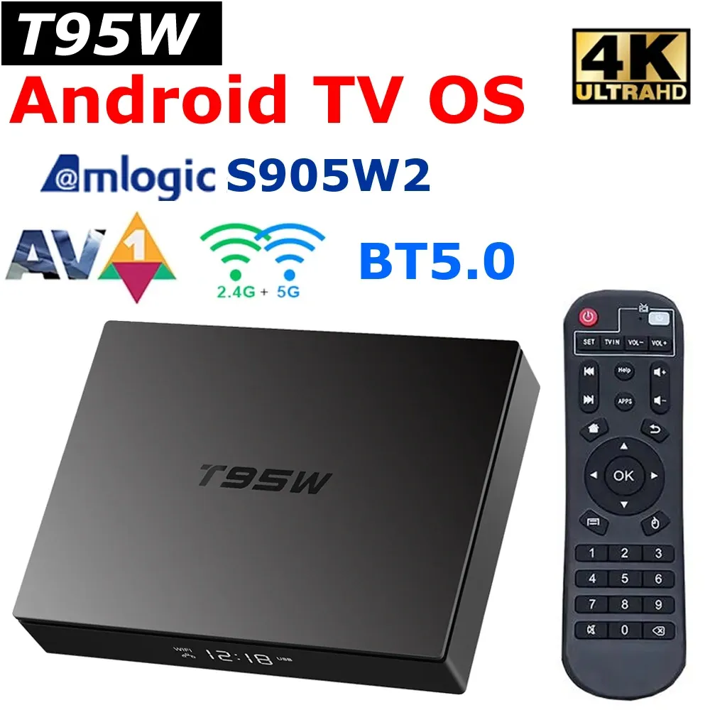 Android TV Box T95W 2024 Amlogic S905W2 4 Go RAM 32 Go Storage, 4K Media Player, Double WiFi ...