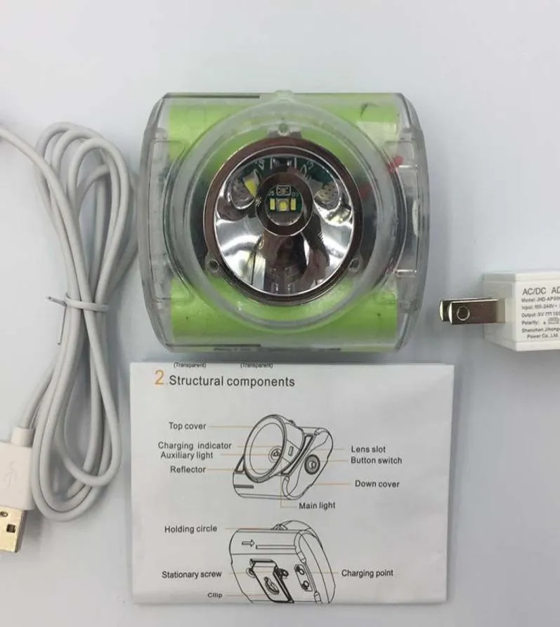 IP68 Waterproof LED Mining Headlamp, Rechargeable Diving Bike Light ...