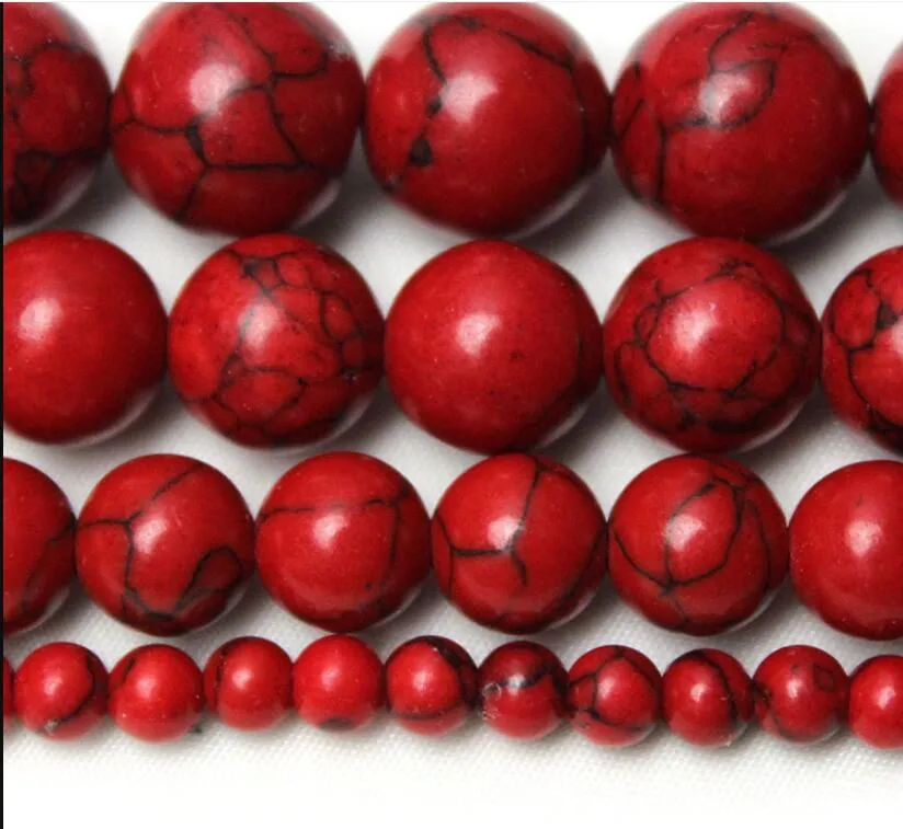 DHgate.com:15 Natural Red Turquoise Beaded Gemstone Bracelet Necklace ...