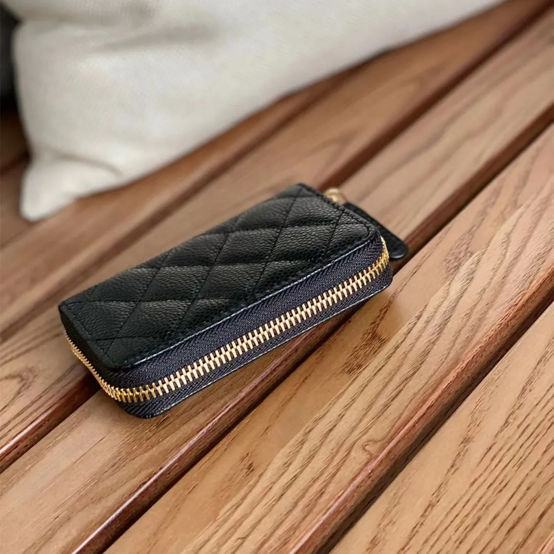 Luxury Designer Womens Zip Card Wallet Purse With Fold Flap And Classic ...