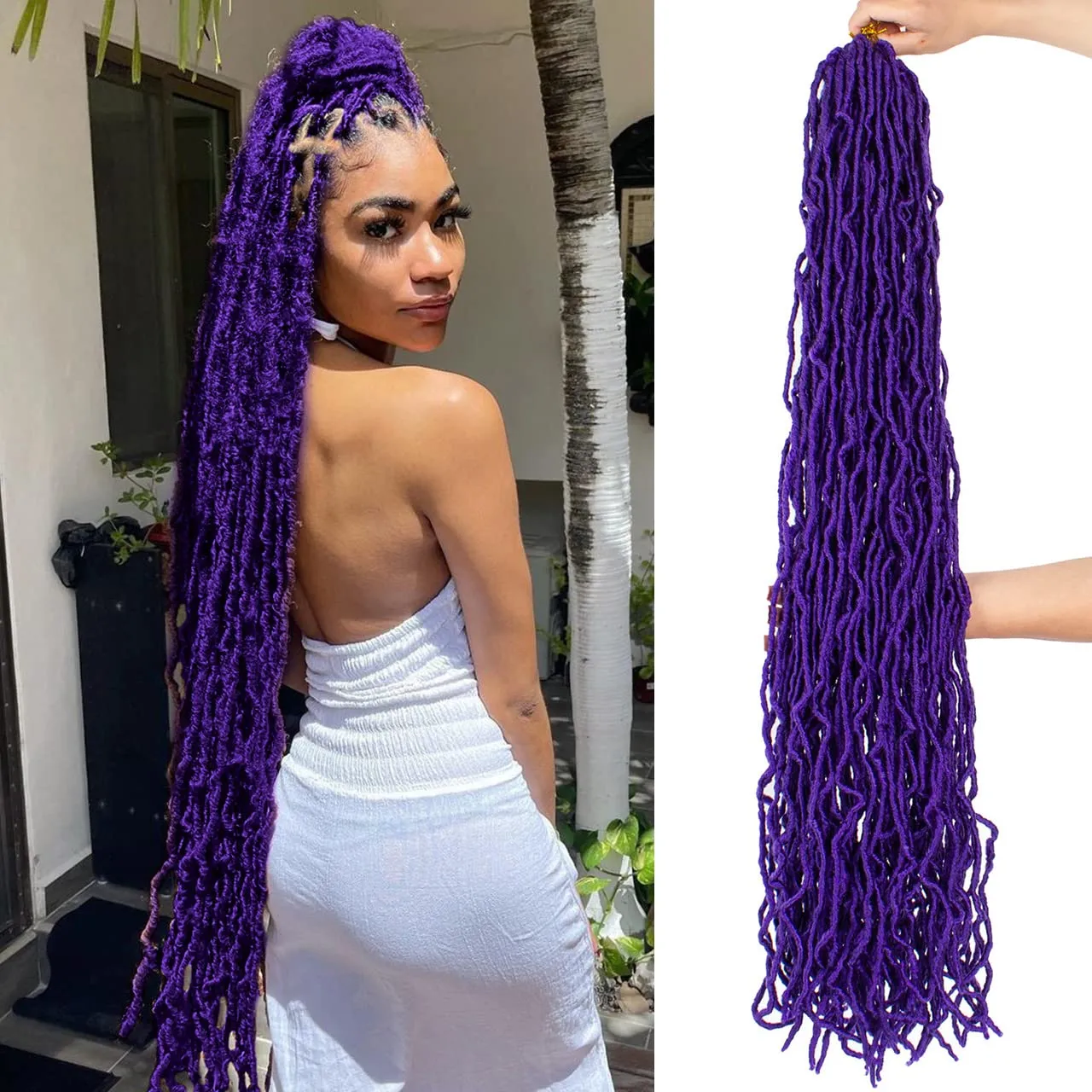 Soft Purple Blue Goddess Locks Crochet Braids 36 Inches Synthetic ...