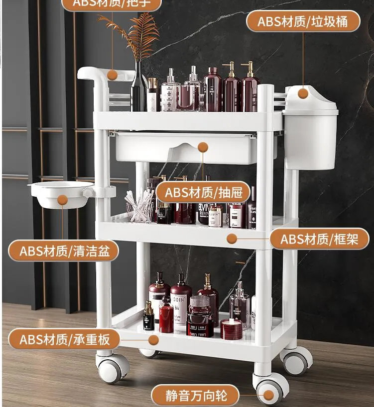 Beauty Salon Trolley Cart Mobile Plastic Skin Care Instrument Storage ...