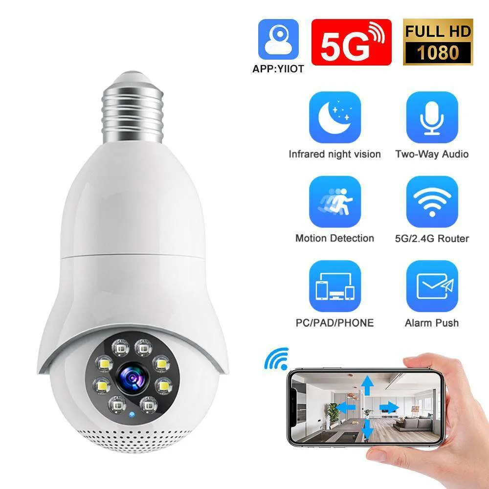 E27 Bulb WiFi PTZ Camera Full Color Night Vision Security Camera With ...