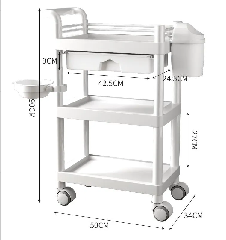 Beauty Salon Trolley Cart Mobile Plastic Skin Care Instrument Storage ...